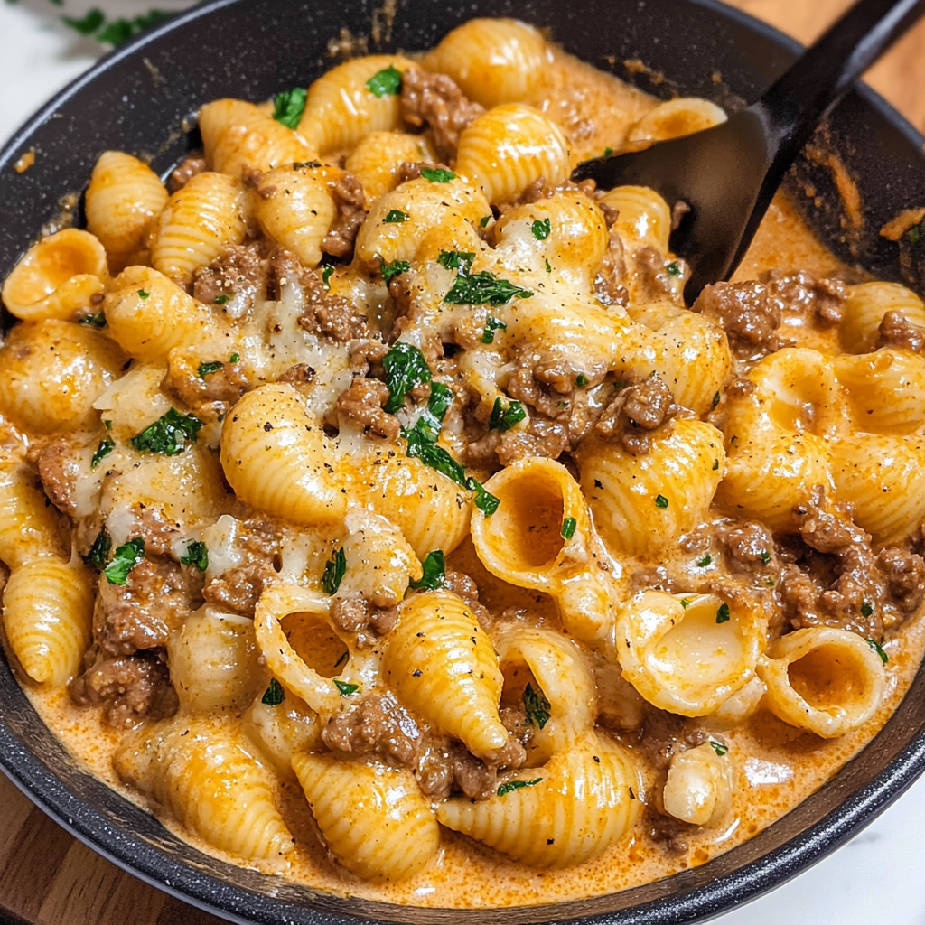 Creamy Beef & Shells – Easy and Comforting - EasyYums