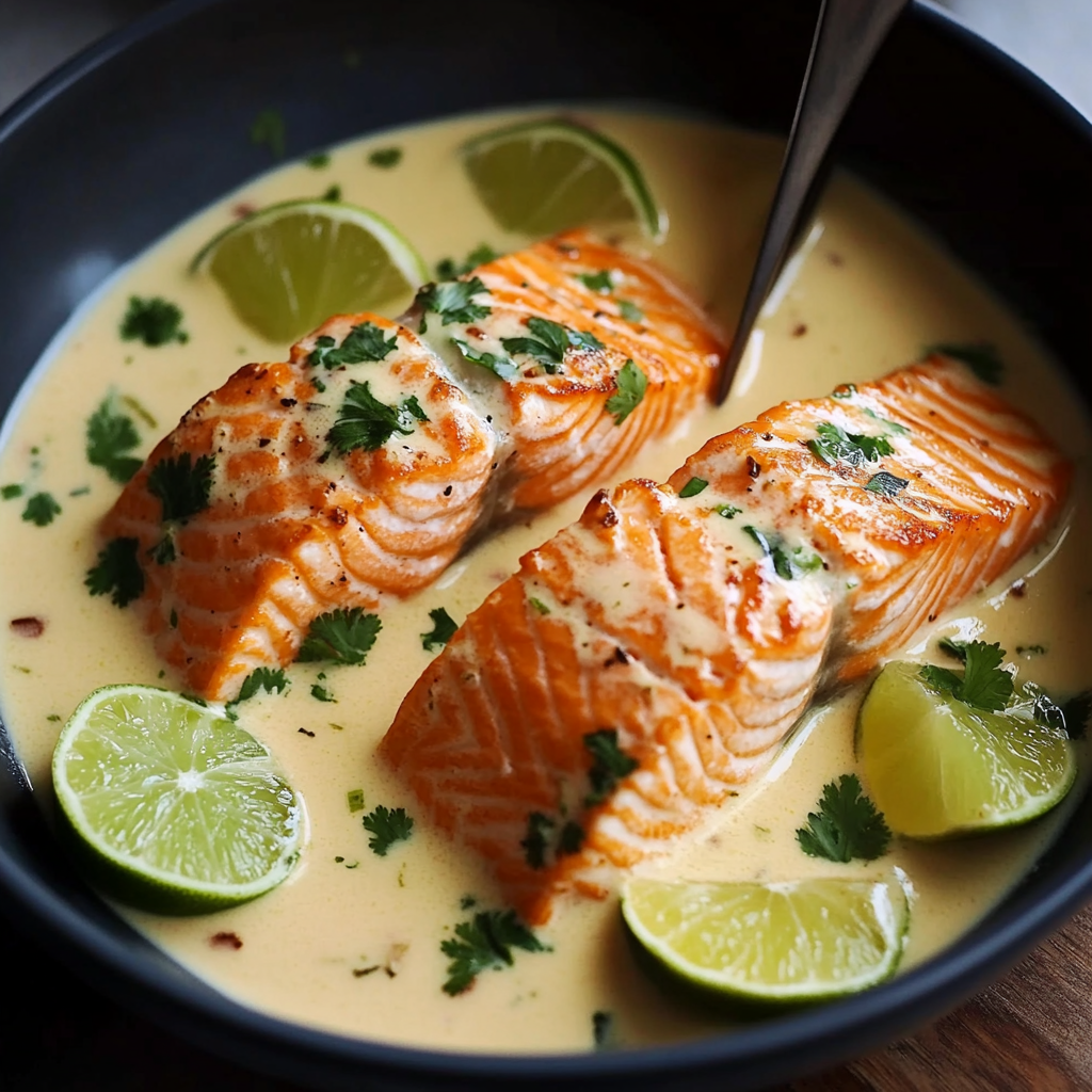 Poached Salmon in Coconut Lime Sauce - EasyYums
