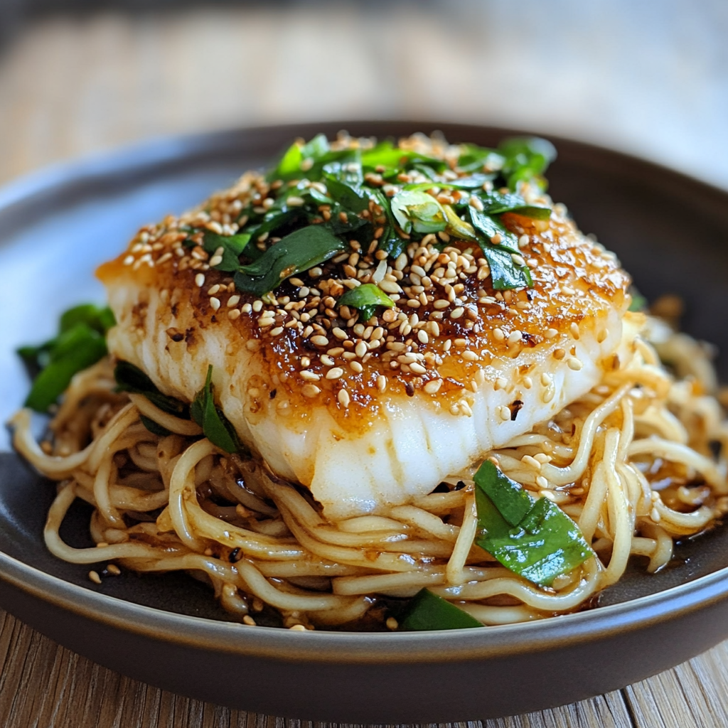 Sesame Cod with Ginger Noodles – Easy Gourmet Recipe - EasyYums