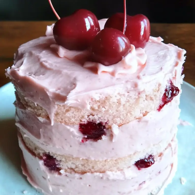 Cherry Layer Cake with Luscious Cherry Cream Cheese Frosting - EasyYums
