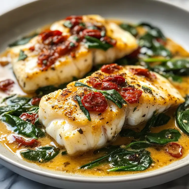 Creamy Keto Tuscan Cod with Spinach & Sun-Dried Tomatoes - EasyYums