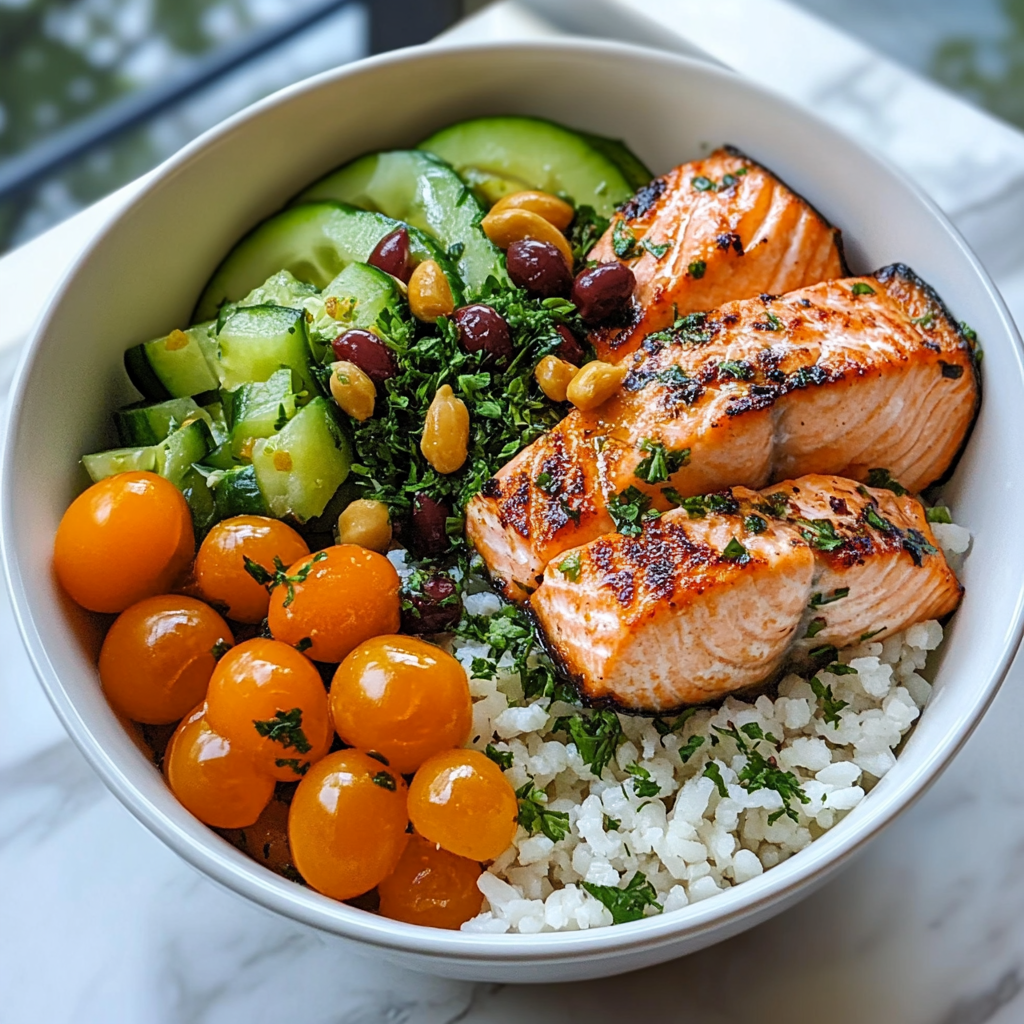 Healthy Mediterranean Salmon Bowl – Perfect for Fall - EasyYums