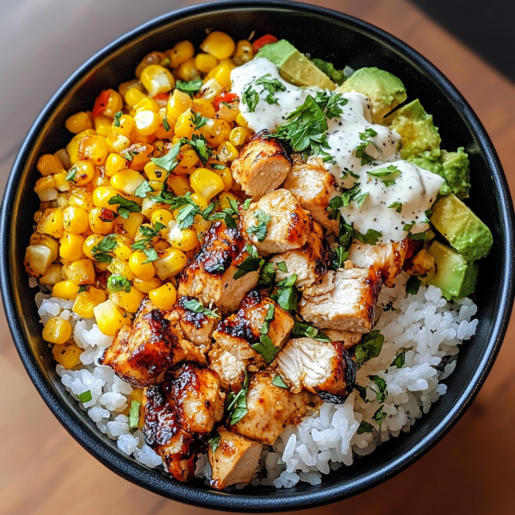 Flavorful Street Corn Chicken Rice Bowl – A Spicy & Creamy Delight ...